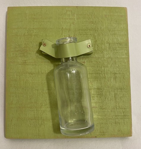 Adams & Co Wood/Glass Jar-Vase 5.7”x 6” Green Wood Plaque-Glass Jar ...