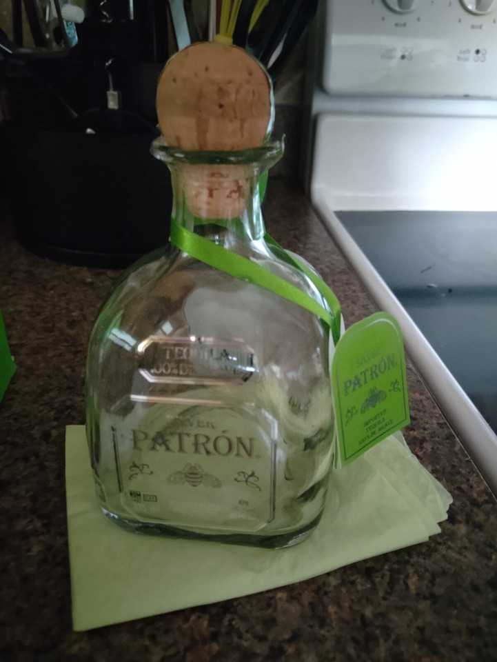 PATRÓN Silver Tequila Bottle with Cork & Tag & Box ~ Empty 375 ml | eBay
