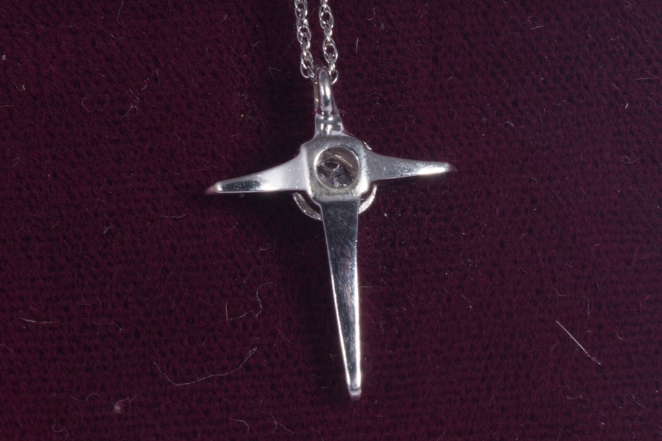 White Star Diamond Cross 14K White Gold Necklace VS2 F | eBay