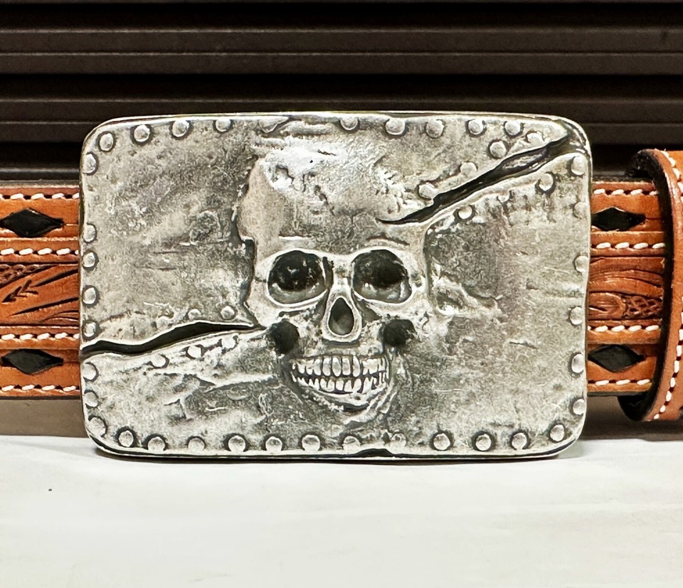 Skull Belt Buckle Cowboy Western for Men Motorcycle buckle For 1-1/2 ...