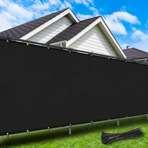 6'X50' Privacy Screen Fence Heavy Duty 220 GSM 0 6 x 5 0-220GSM Black ...