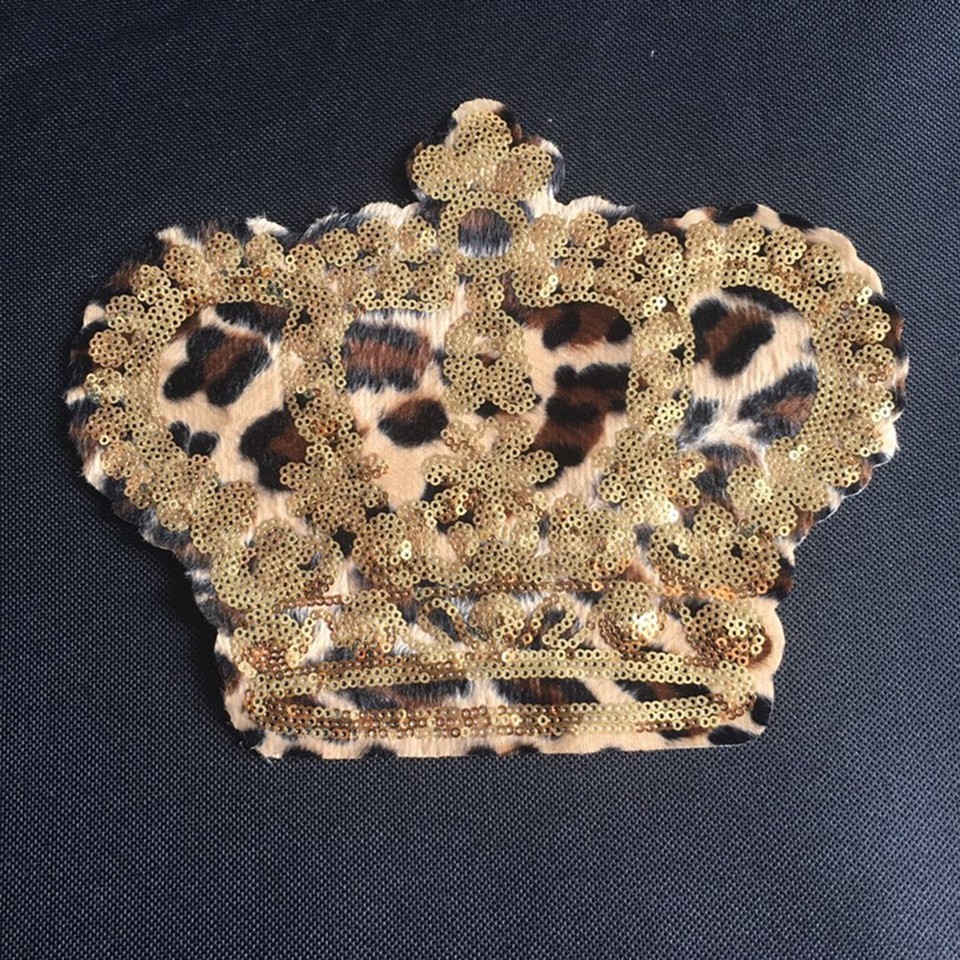 Leopard Crown Patch Clothing Embroidery Sequin Patch Sewing Patches ...