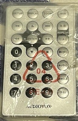 Audiovox 13640650 Remote Control for Portable DVD Player | eBay