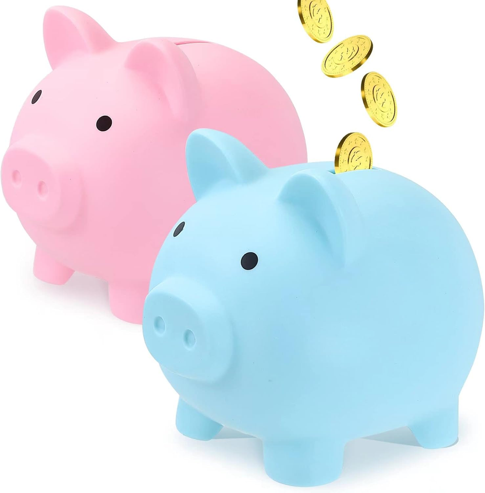 2Pcs Piggy Banks, Cute Plastic Pig Money Box, Piggy Bank for Girls and ...