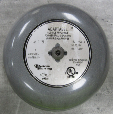 😏 EDWARDS SIGNALING (NON-FIRE ALARM) ALARM BELL 120 VAC 60 Hz 340-4N5 ...