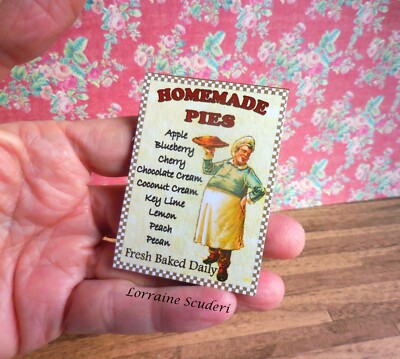 DOLLHOUSE MINIATURE ~ HOMEMADE PIES SIGN | eBay