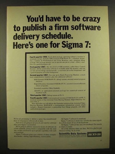 1966 SDS Sigma 7 Computer Ad - You'd Have to Be Crazy | eBay