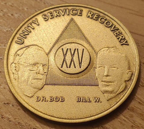 25 Year Alcoholics Anonymous AA Founders Bronze Medallion Coin Sobriety ...