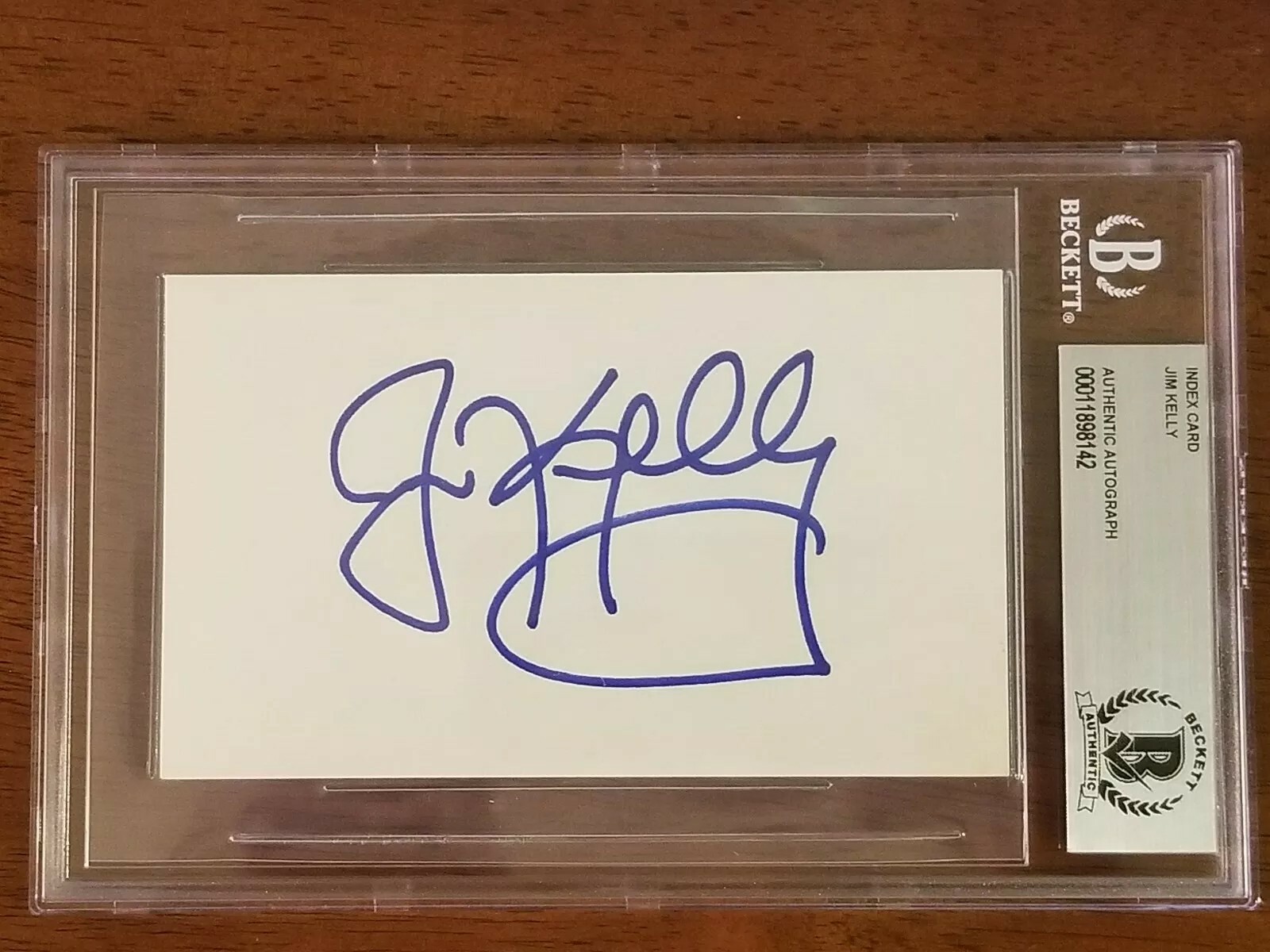 Jim Kelly Signed 3x5 Index Card Beckett Encapsulated Buffalo Bills NFL ...
