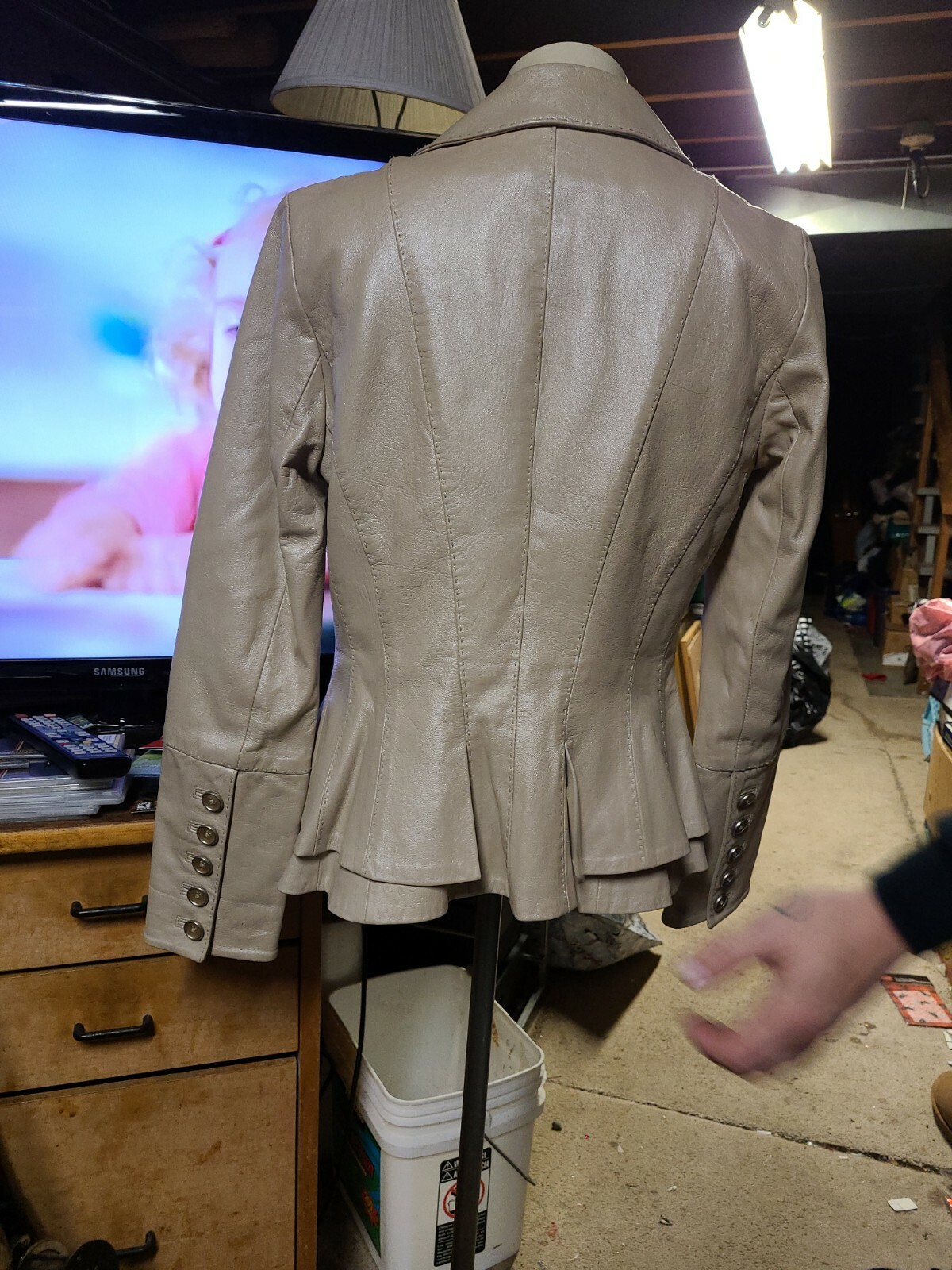 ETCETERA Leather Short Jacket Size 2 Taupe Biege coat nice | eBay