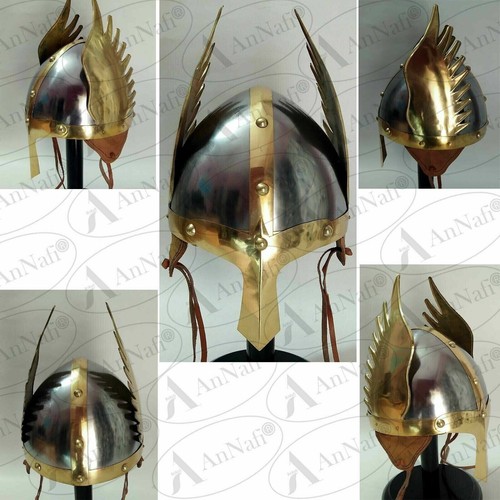 Medieval Norman Viking Winged Helmet King Fully Wearable w/ Liner new ...
