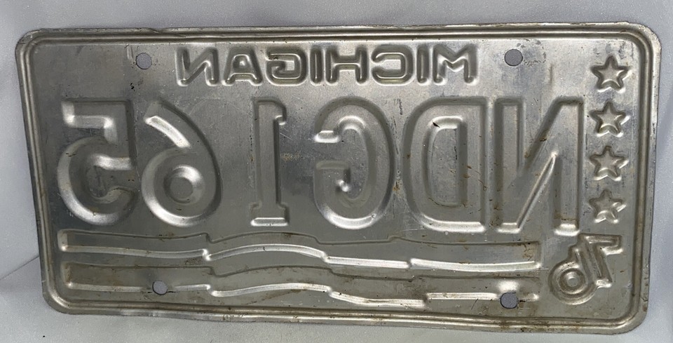 Vintage Michigan Bicentennial 1976 License Plate Flag Stars Red White ...