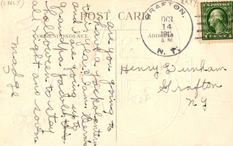 Halloween Postcard, Lady, Black Cat, Prankster, JOL Face in Mirror | eBay