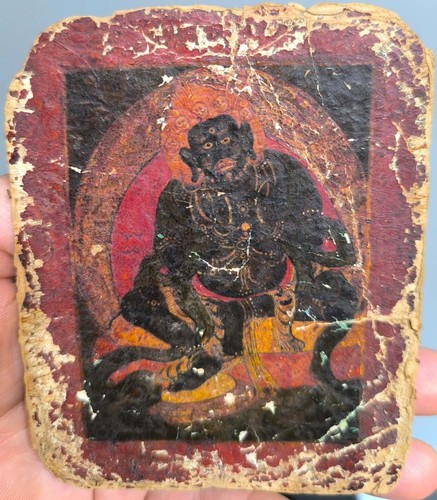 Real Rare Tibet 1500s Old Antique Buddhist Tsaklis Mammon Thangka ...