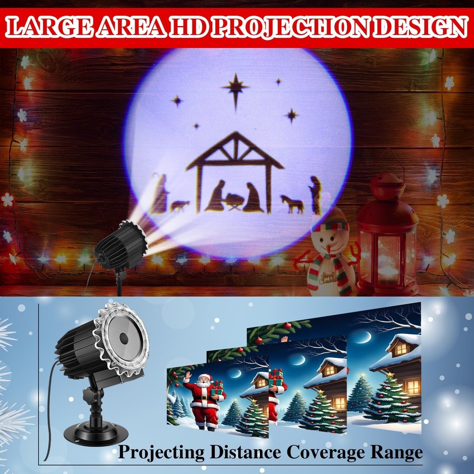 Tuanse Christmas Nativity Outdoor Projector Rotating Nativity Scene ...