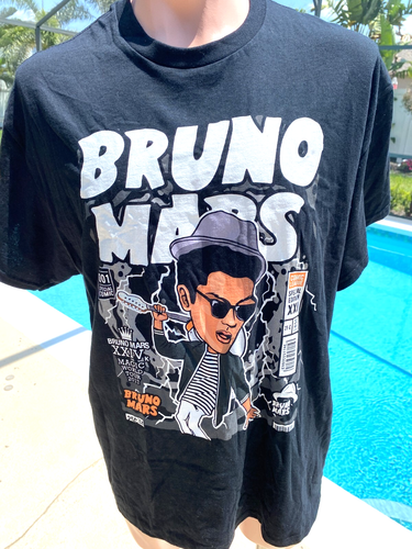 Bruno Mars Comic Cartoon Magic World Tour 2017 Black T Shirt mens XL | eBay