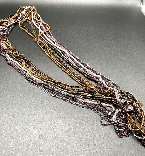 Set of 2 Multi Strand Chain Necklaces in Gold Tone and Silver Tone ...