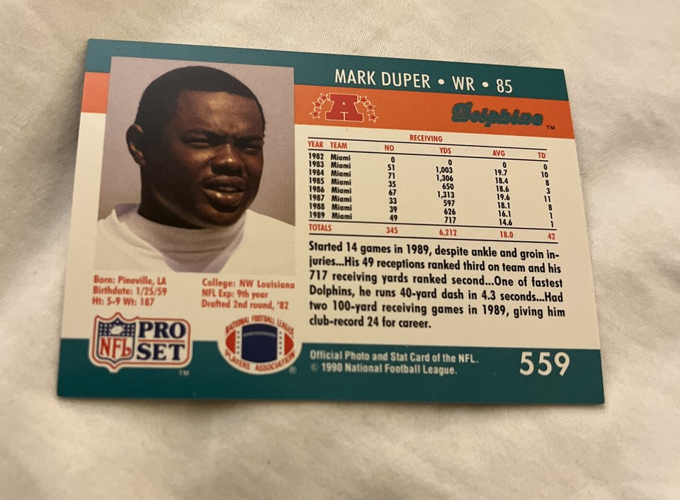 1990 Pro Set Mark Duper #559 Football Card | eBay