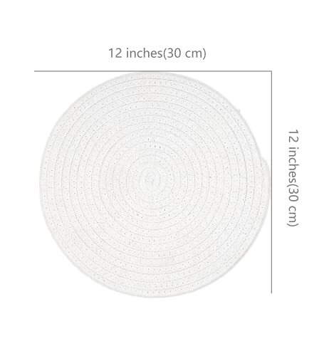 4 Sets of 12 Inches Round Woven Cotton Placemats Thick Heat Insulation ...