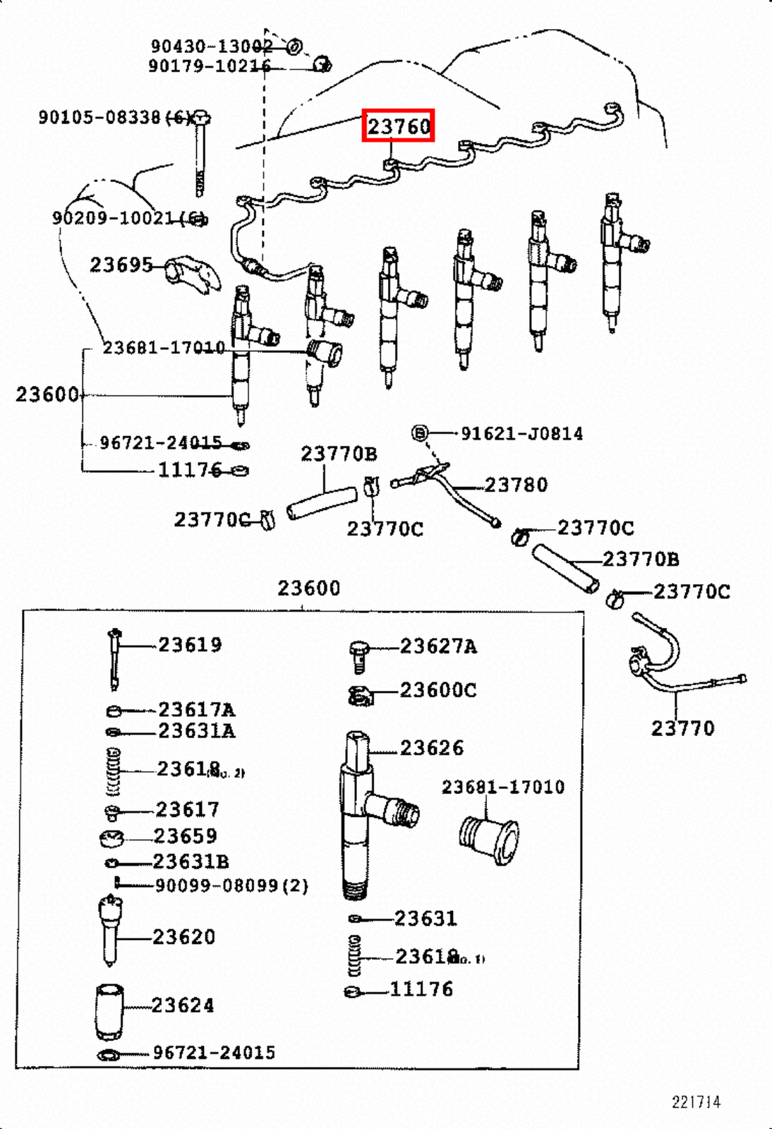 Genuine Coaster HDB51 1HD FT 1HD FTE Injector Fuel Rail Return Leak Off ...