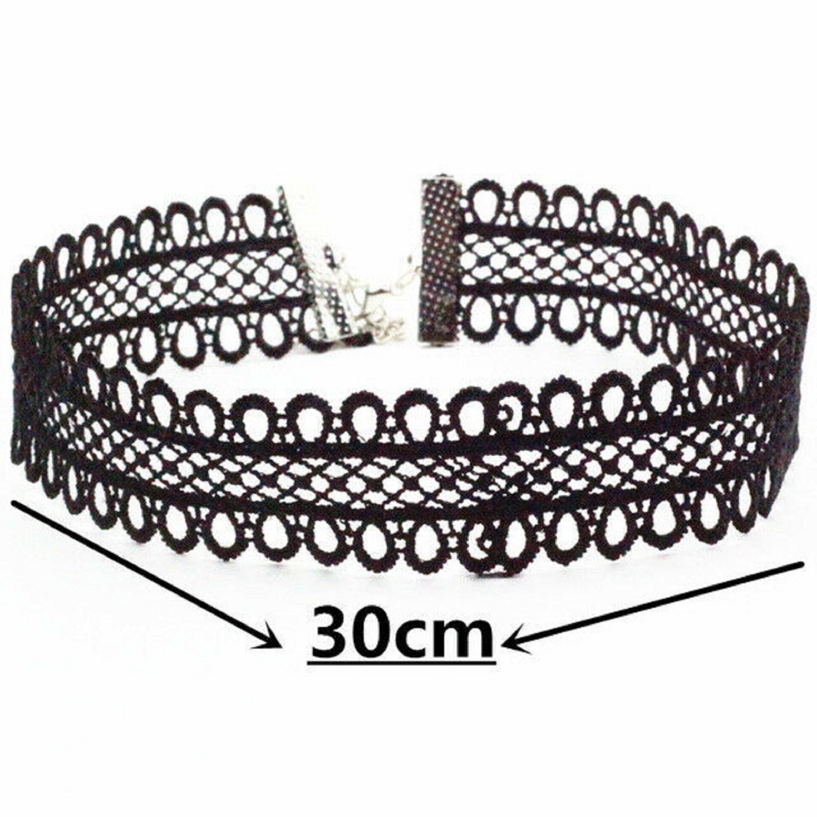 NEW Black Hollow Lace Collar Loop Grid Choker Necklace Chain Women Punk ...