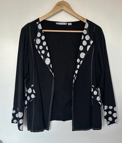 Orientique Linen Blend Polka Dot 3/4 Sleeve Open Short Jacket Size 16 ...