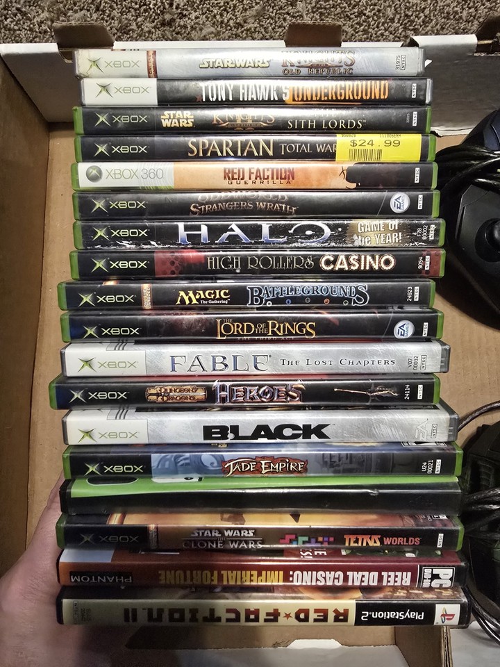Original Xbox system with 4 controllers and 18 games bundle | eBay
