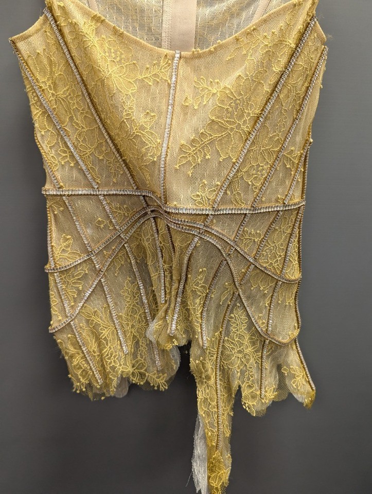 Women's MITHRIDATE Gold Jewelled Sheer Lace Bodice Top Size S - B83 ...