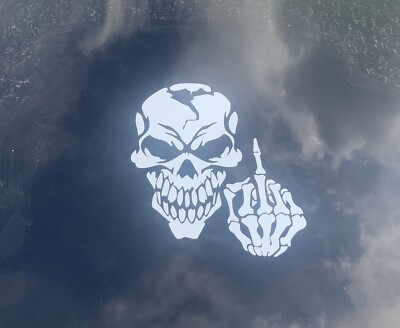 Skull Decal Middle Finger Decals Stickers 20.5cm x 18cm Car, Truck ...