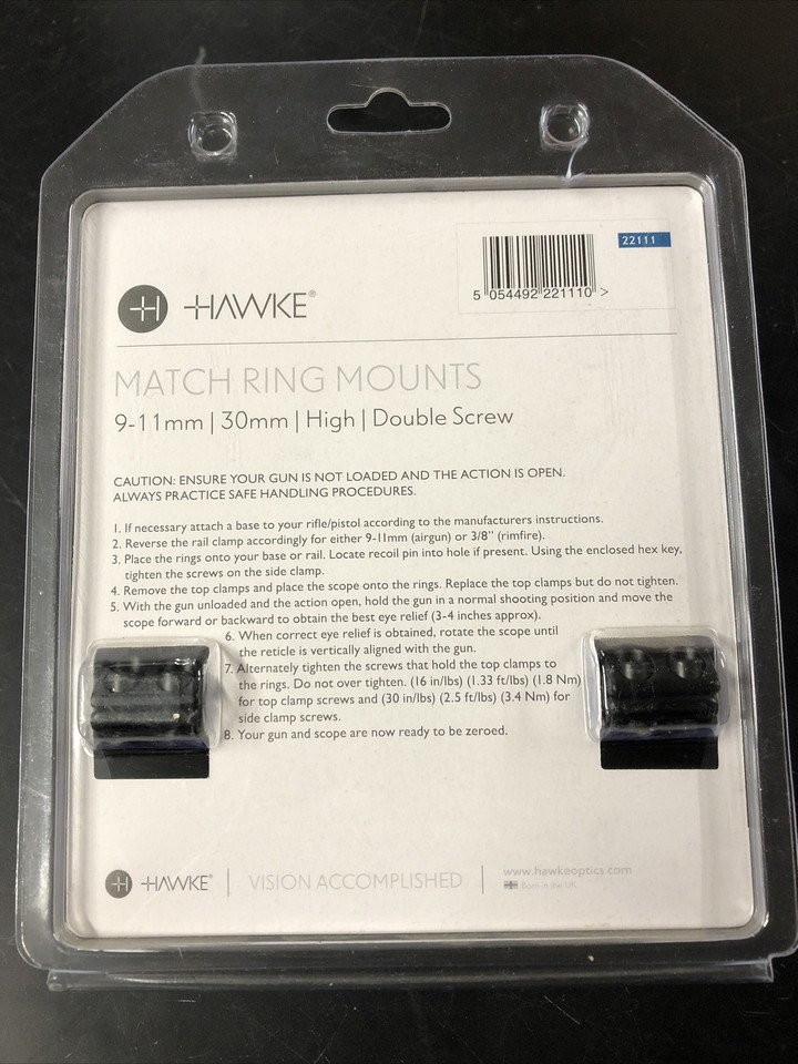 Hawke 30mm 1-Piece Match Mount (3/8" 9-11mm Rail) High Black Scope ...