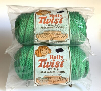 Vtg Two Holly Twist Twisted Macrame Cord Green 6mm 50 Yds Each | eBay