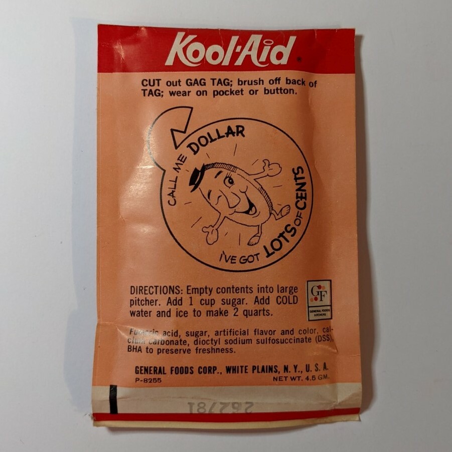 Vintage, 1960s, Kool-Aid Packet, Unopened, Sealed, Cherry w Dollar Gag ...