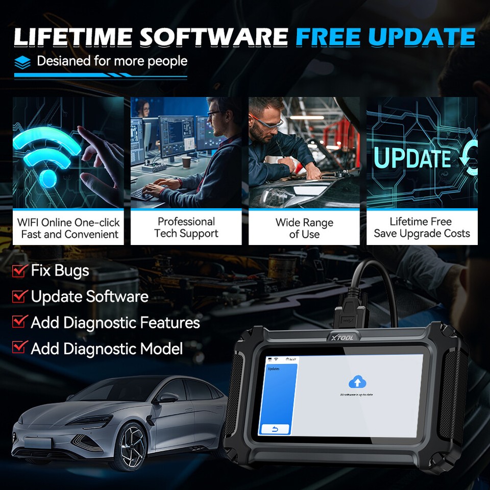XTOOL D6 Car OBD2 Scanner Auto Full System Diagnostic Code Reader Scan ...