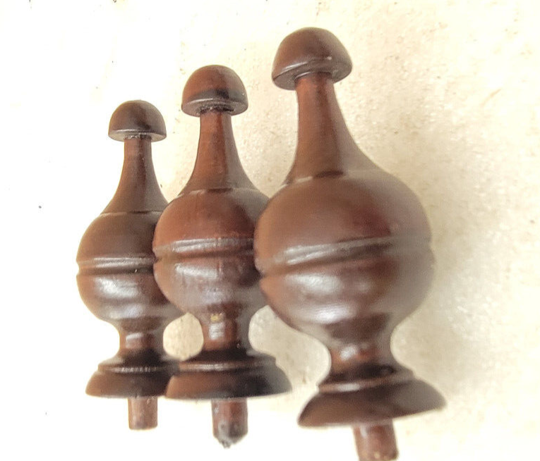 Matched Set of 3 Beautifully Turned Wooden Clock Finials--3" High | eBay