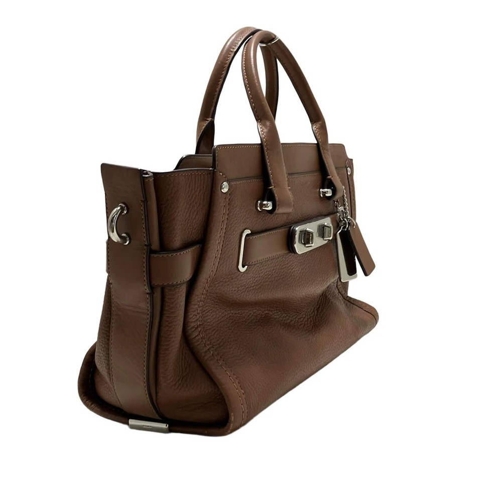 COACH Swagger Carryall in Pebbled Leather 34408 Brown Leather - Handbag ...