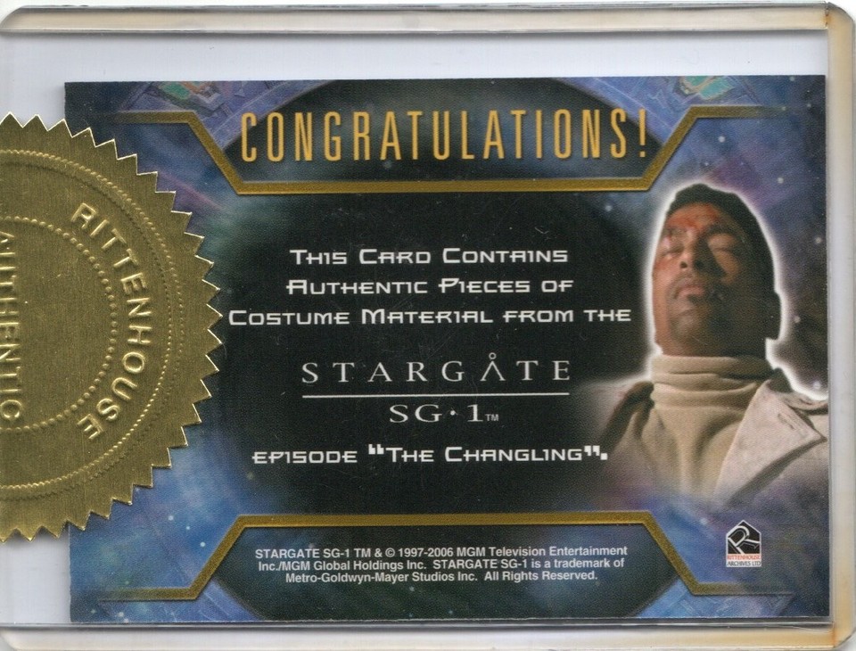 Stargate SG1 Seasons 8 Dual Costume Relic Case Topper Card C35 Apophis ...