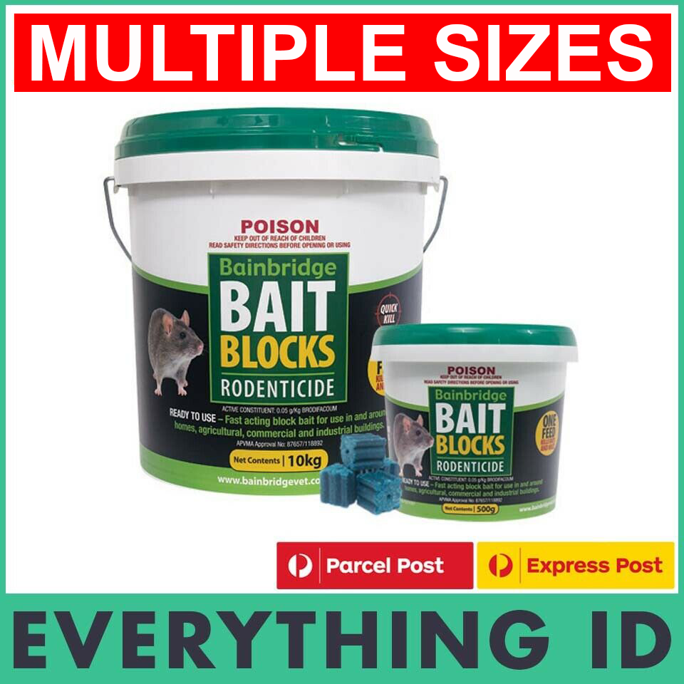 BAINBRIDGE MICE & RAT POISON RODENT BAIT BLOCKS ONE FEED QUICK KILL ...
