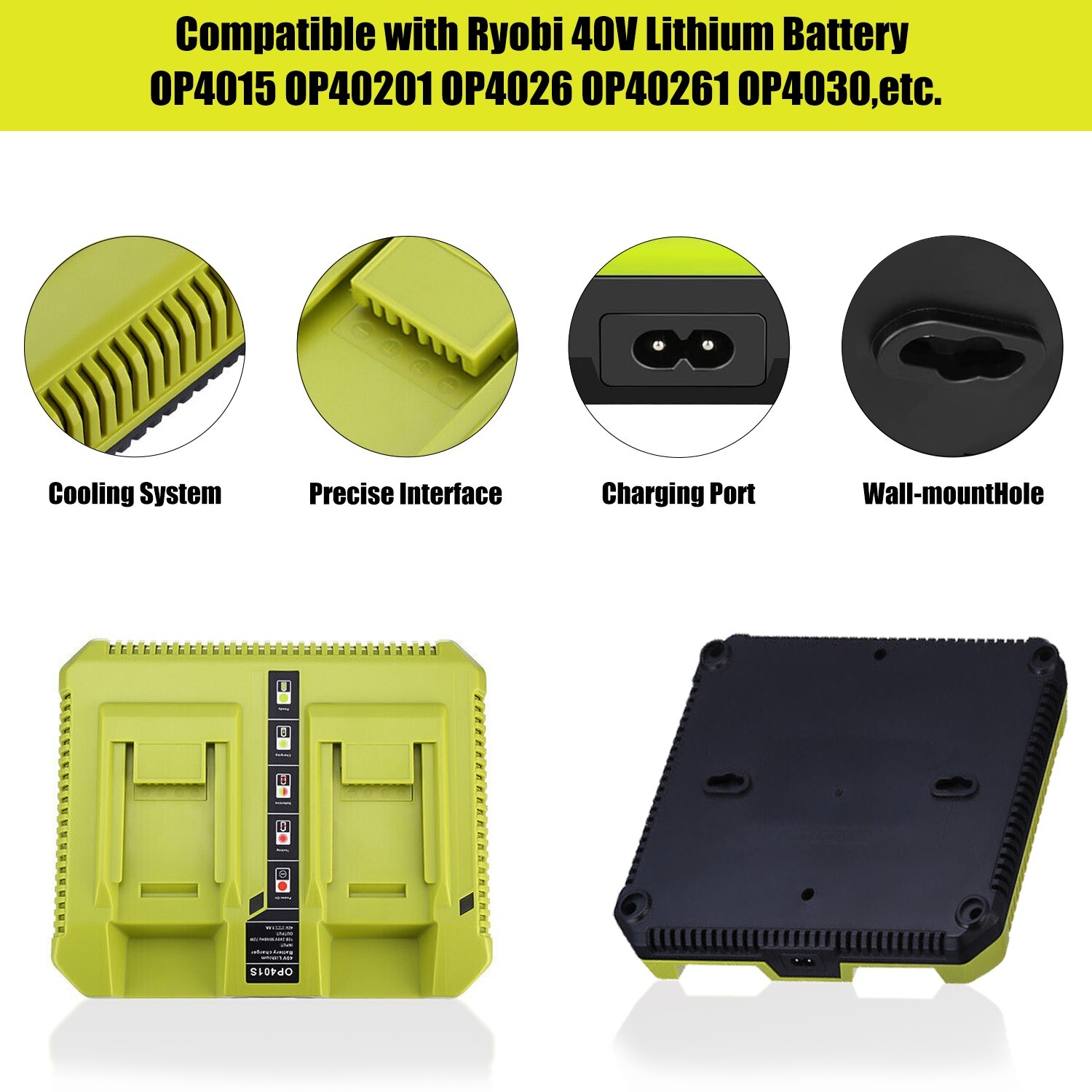 OP401 40V Dual Charger for Ryobi 40V 4.0Ah OP40404 OP4040 Battery Rapid ...
