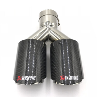 Akrapovic SS+Glossy Carbon Fiber Exhaust Tip Dual Pipe OD:76/89/101 ...