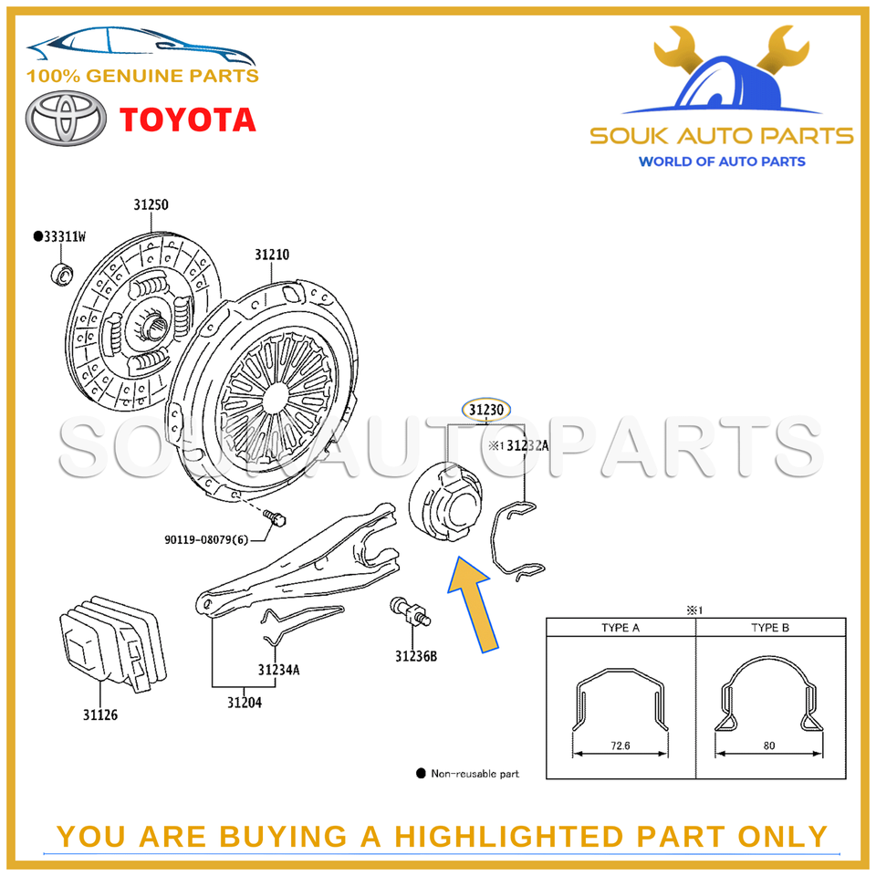 31230-71011 Genuine Toyota BEARING ASSY,CLUTCH RELEASE 3123071011 ...