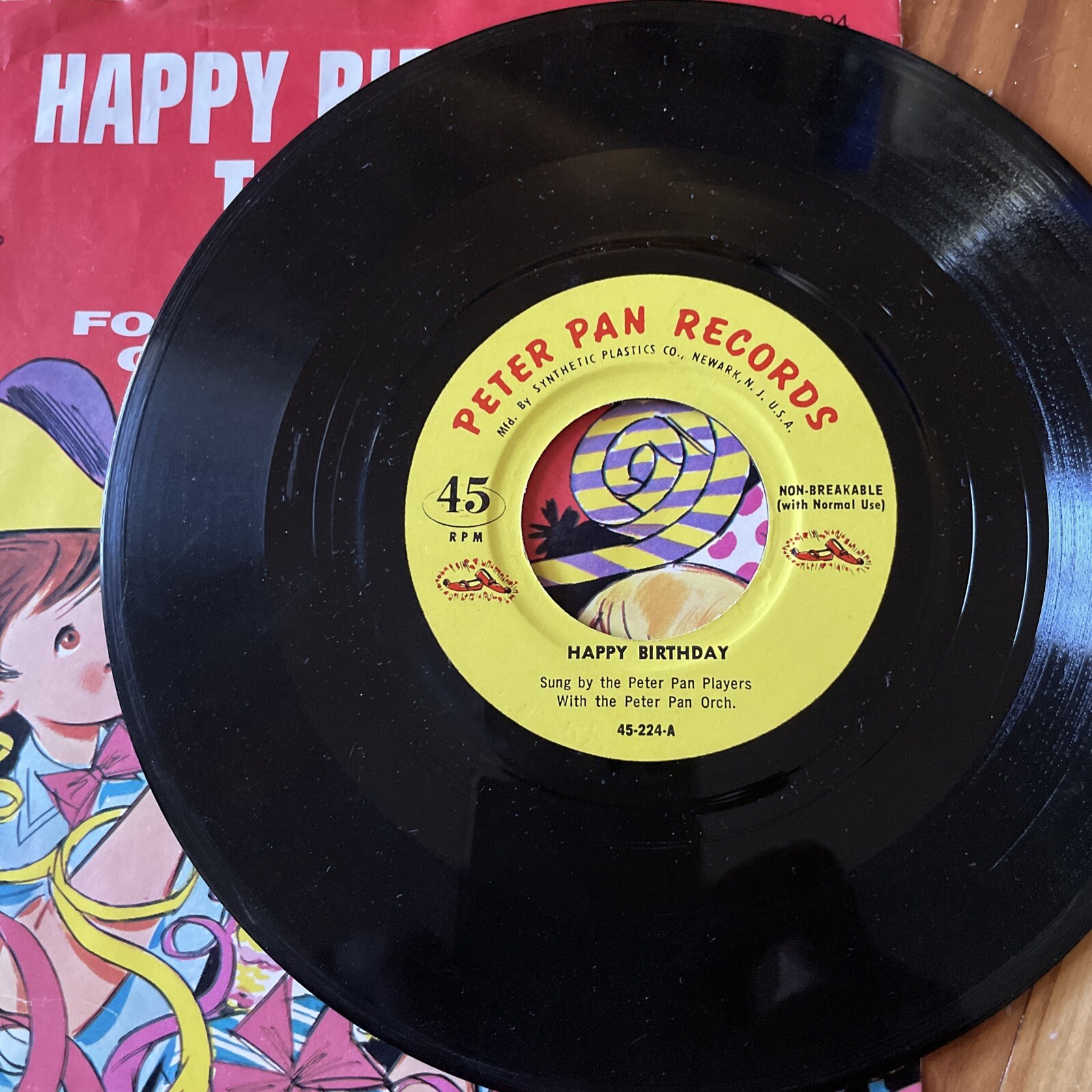 Vintage HAPPY BIRTHDAY TO YOU Peter Pan Record in Sleeve Vinyl 45 RPM ...