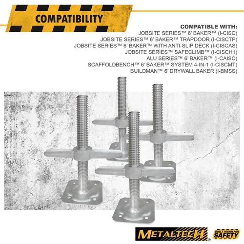 MetalTech Baker Scaffold Leveling Jack 12" Adjustable Galvanized Steel ...