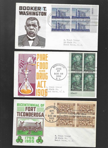 US FDC FIRST DAY COVERS COLLECTION 1955 - 1957 LOT OF 8 PLATE BLOCKS ...