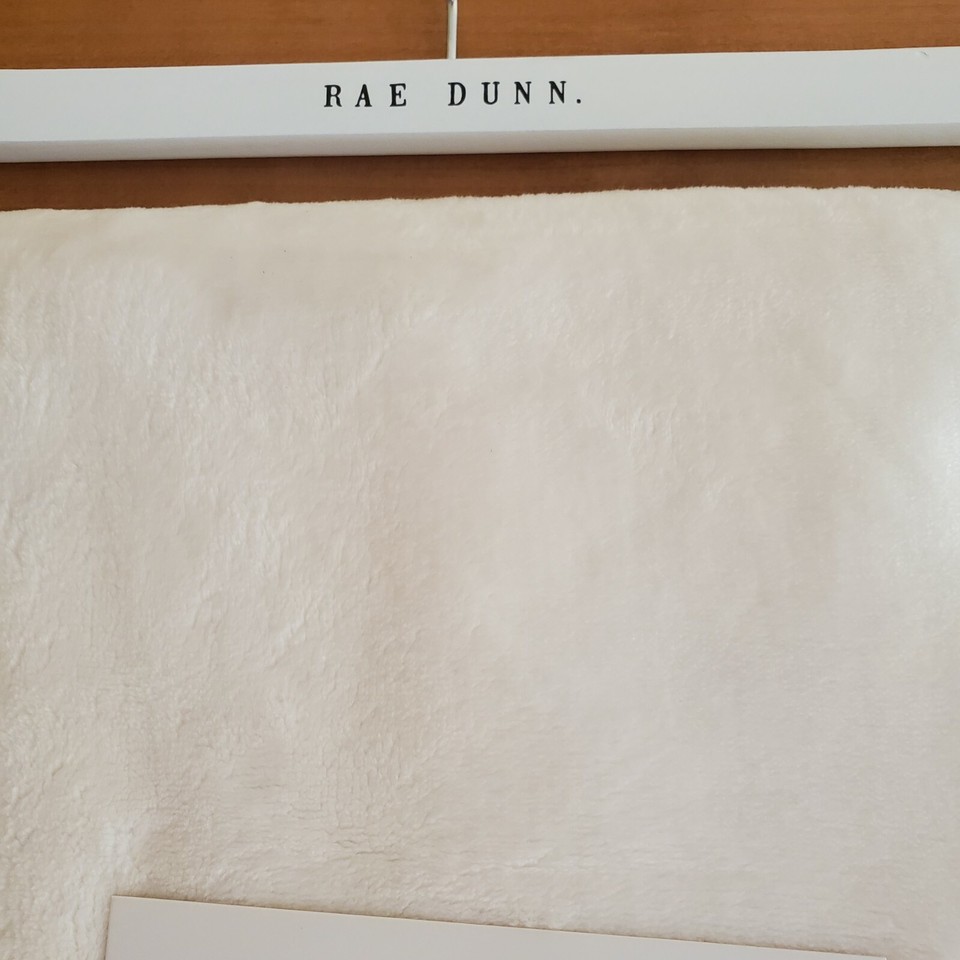 Rae Dunn BUNNY LOVE Plush Throw Blanket Cream Embroidered Patch 50”x 60 ...