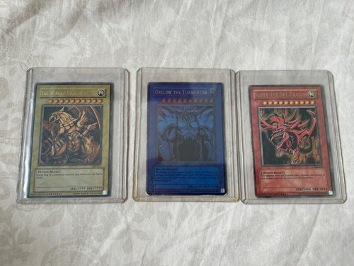 Yu-Gi-Oh Egyptian God Card Set GBI-001, 002, 003. Rare Promo Ra Slifer ...