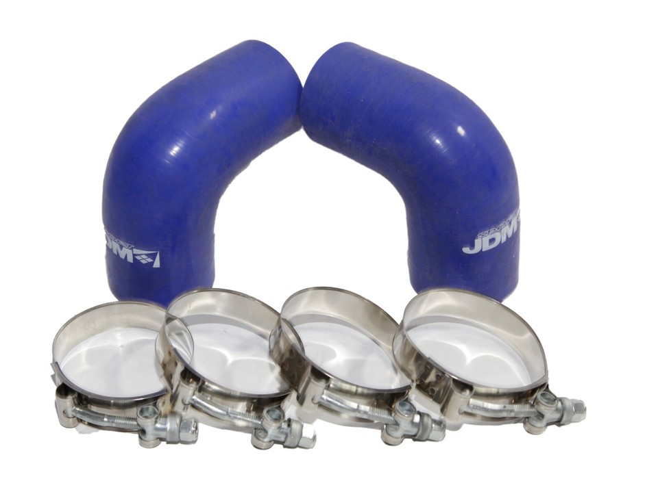 JDM BLUE 4PLY 2x90 Degree 2" ID Silicone Hose+2xStainles Steel T-clamp ...