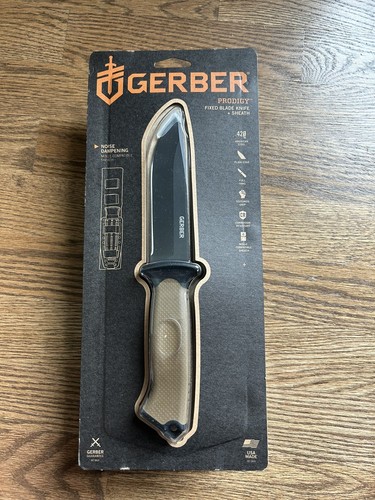 Gerber Prodigy Fixed Knife Coyote Brown w/ Sheath (Fine Edge, Made in ...