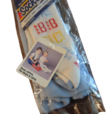 SOCK JOHNS 0-9 months Socks/Long Johns Gold Bug UNISEX ABC Design Blue ...