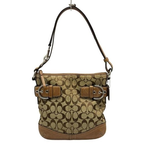 COACH Signature Soft Duffle 3574 Khaki x Light Brown Leather 6a | eBay