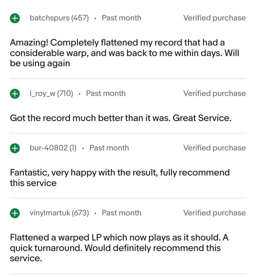 WARPED LP VINYL RECORD FLATTENING SERVICE FOR 7" 10" 12" VINYL | eBay